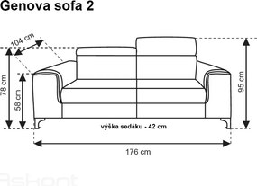 Askont Genova: Pohovka sofa 2M starorůžová