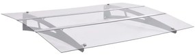 Vchodová stříška stříbrná a průhledná 120 x 90 cm polykarbonát 144828