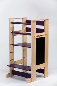 Lucas Wood Style učící věž Žofka - přírodní/fialová Učící věž s tabulí a kuličkami: přírodní/fialová