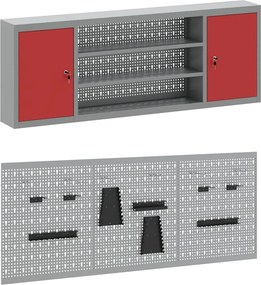 Pracovní skříň se zásuvkou 7 ks Červená Inženýrské dřevo a ocel 3321431