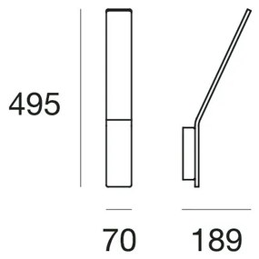 Stilnovo 7137 Lama, černé nástěnné LED osvětlení, 22W LED 3000K, výška 50cm