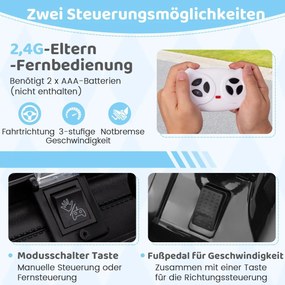 Costway Dětské elektrické auto s 2,4 G dálkovým ovládáním a USB a – černý