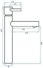 REA-B8803 - Umyvadlová baterie TESS 31,5 cm zlatá