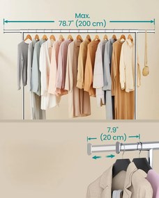 Stojan na oblečení Fabio s nastavitelnou šířkou 160/200 cm chromovaný