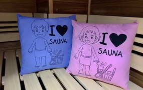 Polštář do sauny I Love Sauna modrý