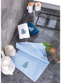 BedTex dárkový set froté ručníků LODĚ, modrý s výšivkou, 30x50cm, 3ks