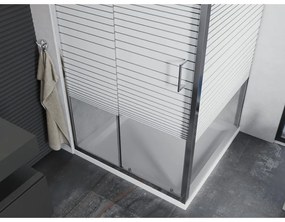 Mexen Apia posuvný sprchový kout 90 x 90 cm, 5mm sklo, chromový profil-čiré sklo/pásy + slim sprchová vanička 5cm, 840-090-090-01-20-4010