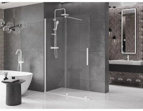 Mexen Velar, posuvné dveře do otvoru typ Walk-In 140 cm, 8mm čiré sklo, bílá, 871-140-000-03-20