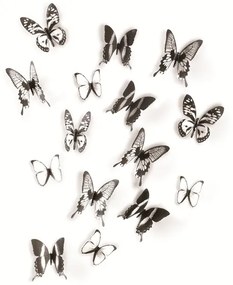 Dekorace na zeď motýli Chrysalis, černá - Sada16 ks
