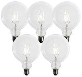 Sada 5 E27 3-stupňové stmívatelné LED spirálové vlákno G125 4W 450 lm 3000K
