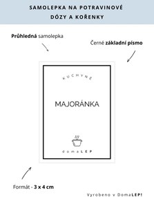 Samolepka na kořenky MAJORÁNKA průhledná 3 × 4 cm základní písmo