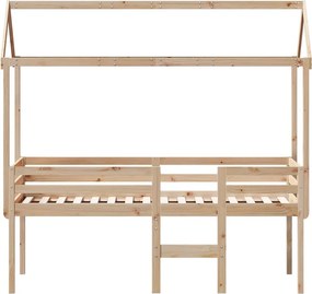 Patrová postel se střechou 75 x 190 cm masivní borové dřevo 3282141