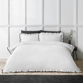 Bílé 3dílné povlečení na dvoulůžko 200x200 cm So Soft Mono Frill – Catherine Lansfield