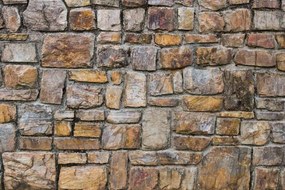 DIMEX | Samolepicí vliesová fototapeta na zeď Detail kamenné zdi MA-5-2385 | 375 x 250 cm | oranžová, hnědá, šedá