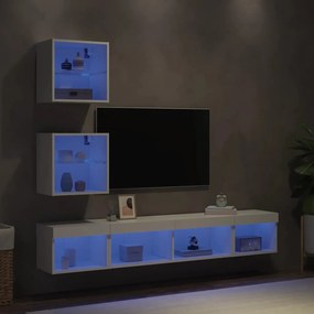5dílná obývací stěna s LED osvětlením bílá kompozitní dřevo 3216697