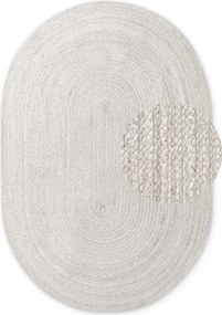 Hanse Home, Kusový koberec Jute Braided 106321 White ovál, 160x230 ovál, bílá, chodba / předsíň