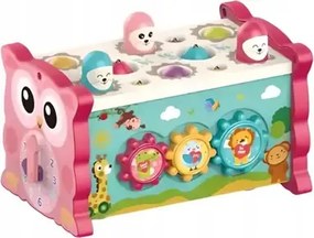 CHIPOLINO Motorická kostka 8v1 Owl růžová / od 18 měsíců