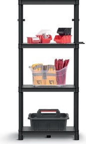 Prosperplast Regál do dílny STACKARO SOLID SMALL, 58x28x131,5cm, černá