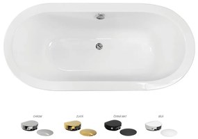 Besco Volně stojící vana ze sanitárního kompozitu Victoria CC/NP 185x82, napouštění přes přepad Rozměry (cm): 185x82, Typ a barva výpustě: McAlpine Click-Clack s napouštěním přes přepad, černá mat