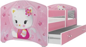 Dětská postel LUCY se šuplíkem - 160x80 cm - HELLO KITTY