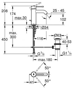 Grohe Essence Baterie stojánková umyvadlová, s výpustí, chrom 23589001