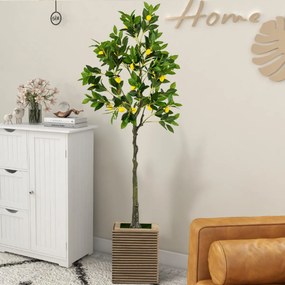 Costway Umělý citroník 160 cm v realistickém vzhledu s květináčkem a umělou
