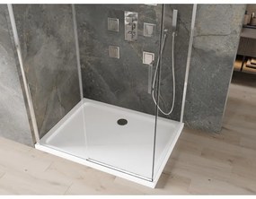 Mexen Omega rozsouvací sprchový kout 130 x 90 cm, Průhledné, Chromovaná + sprchová vanička Flat - 825-130-090-01-00-4010