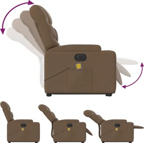 Elektrické zvedací masážní polohovací křeslo hnědé textil 3204636