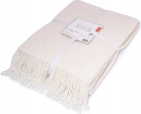 Akrylová bavlněná deka 150x200 ecru s třásněmi jacquard