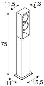 SLV 1004751 Eskina Frame 75 Double, venkovní sloupek LED 27W 3000/4000K, antracit, výška 75cm, IP65