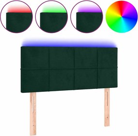 Čelo postele s LED tmavě zelené 80 x 5 x 78/88 cm samet 3121645