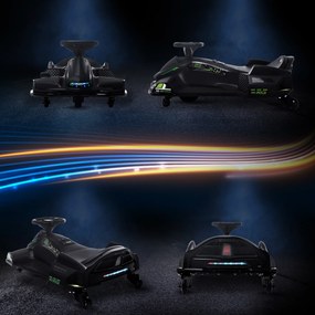 HOMCOM Dětský elektrický go-kart 12V 3-8 km/h Drift Kart s režimem driftu, pomalým startem, go-kartem s osvětlením a hudbou, bezpečnostním pásem pro …