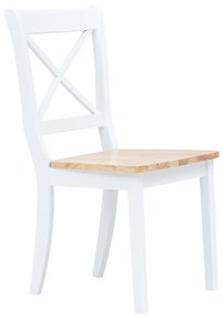 Jídelní židle 4 ks bílé a světlé dřevo masivní kaučukovník - Default Title