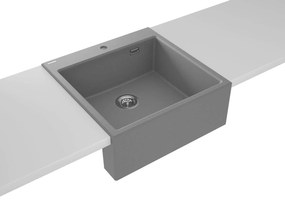 Deante Eridan Farmerski, granitový dřez na desku 600x610x214 mm, 3,5" + prostorově úsporný sifon, 1-komorový, šedá, ZQE_S10K