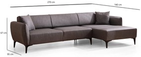 HANAH HOME rohová pohovka BELISSIMO vpravo tmavě šedá 560ARE1802
