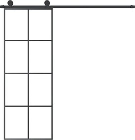Posuvné dveře s kováním 76x205 cm ESG sklo a hliník 3152140