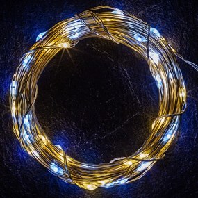 VOLTRONIC 2x 100 LED světelný řetěz, drát, teplá/studená bí