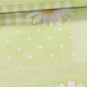 Ergis ubrus PVC s textilním podkladem 5737020, patchwork, kopretiny na zelené, š.140cm (metráž)