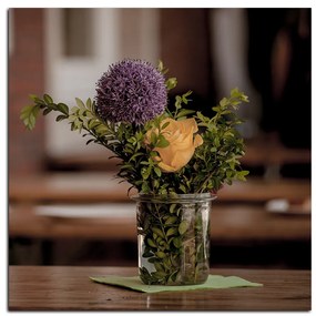 Obraz na plátně - Letní květiny na stole - čtverec 372A (50x50 cm)