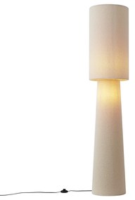 Japandi stojací lampa béžová látka teddy 2-světla - Trompet