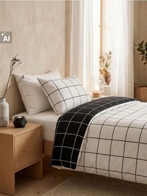 Sinsay - Oboustranná sada povlečení s kostkovaným vzorem - černá