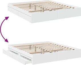Rám postele se zásuvkami bílý 200 x 200 cm kompozitní dřevo 3280629