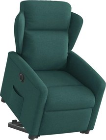 Elektrické zvedací polohovací křeslo tmavě zelené textil 3303160