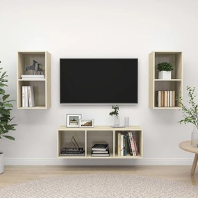 3dílný set TV skříněk dub sonoma kompozitní dřevo 3079739