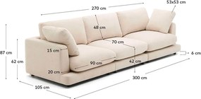 Béžová žinylková pohovka 300 cm Gala – Kave Home