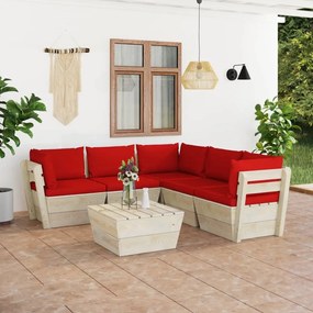 vidaXL 6dílná zahradní sedací souprava z palet + podušky smrkové dřevo [3063534] Barva: Šedá