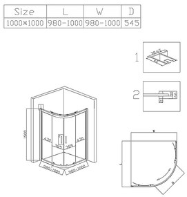 BPS-koupelny Čtvrtkruhový sprchový kout HYD-RK101 100x100 chrom/transparent