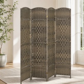 Skládací paraván HOMCOM, 4 panely, 180 × 180 cm, tmavý dub