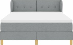 Postel s boxspringem s čelo Světle šedá 140 x 190 cm textil 3340206