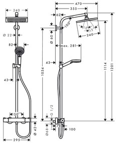 Hansgrohe Crometta E - Showerpipe 240 1jet EcoSmart 9 l / min s termostatem, chrom 27281000